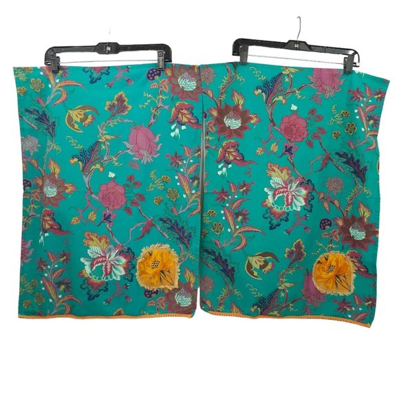 Karma Living | Kitchen | Karma Living Two Tea Towels Floral Fringe Teal ...